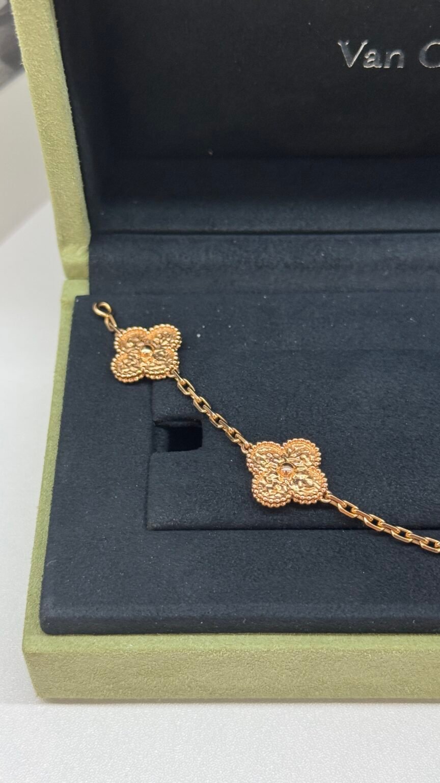Van Cleef & Arpels (VCA) | Hammered Gold 5 Motif Bracelet – Preloved ...