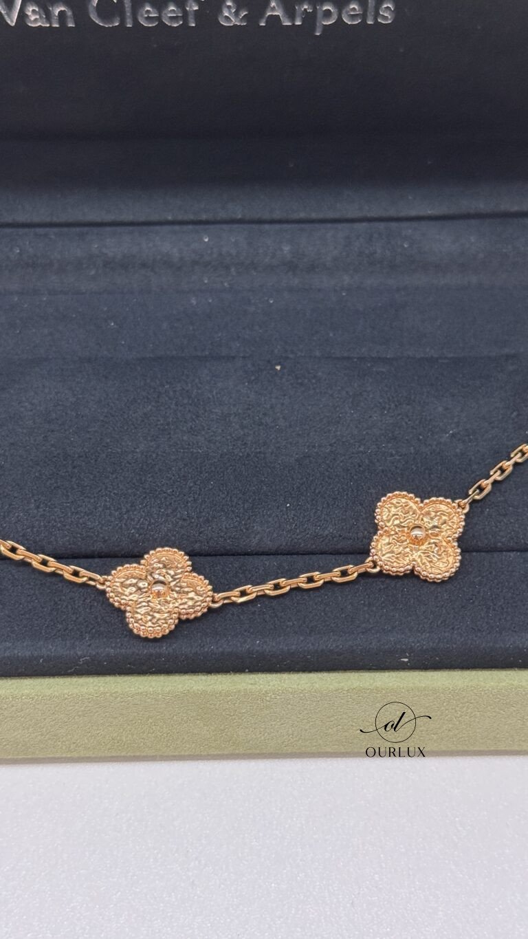 Van Cleef & Arpels (VCA) | Hammered Gold 5 Motif Bracelet – Preloved ...